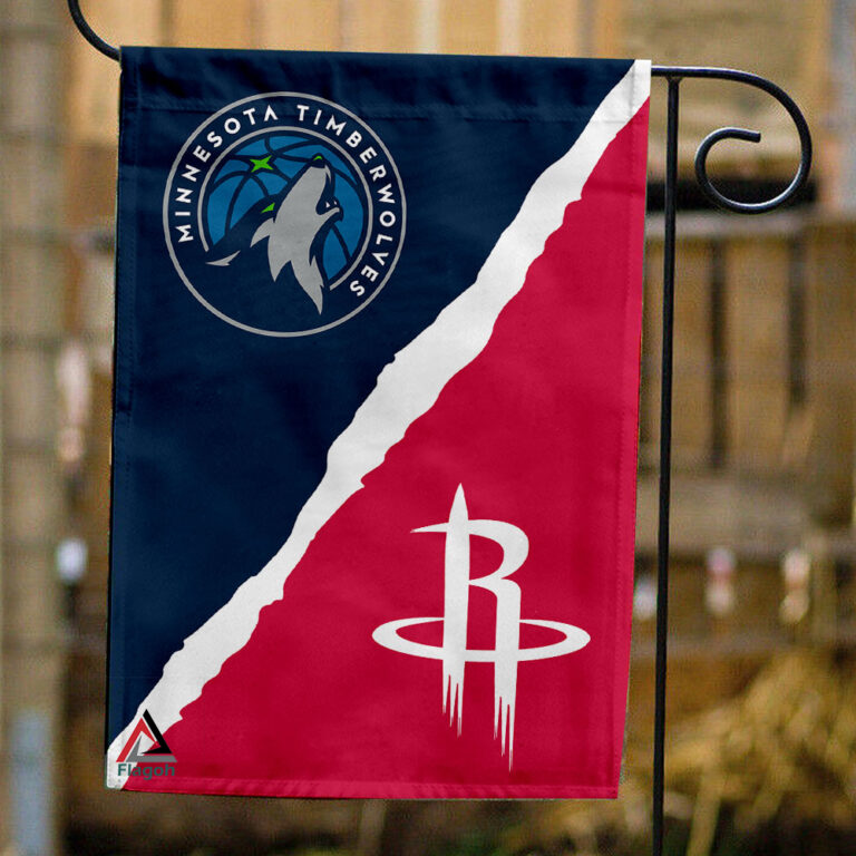 Timberwolves vs Rockets House Divided Flag, NBA House Divided Flag - Flagoh