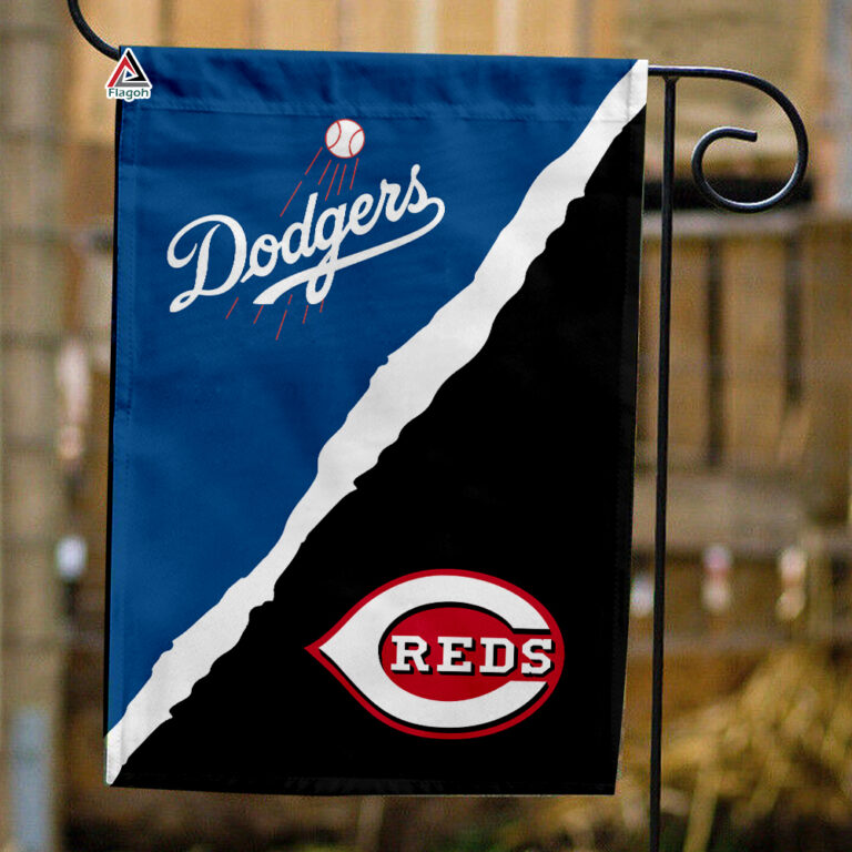 Dodgers vs Reds House Divided Flag, MLB House Divided Flag - Flagoh