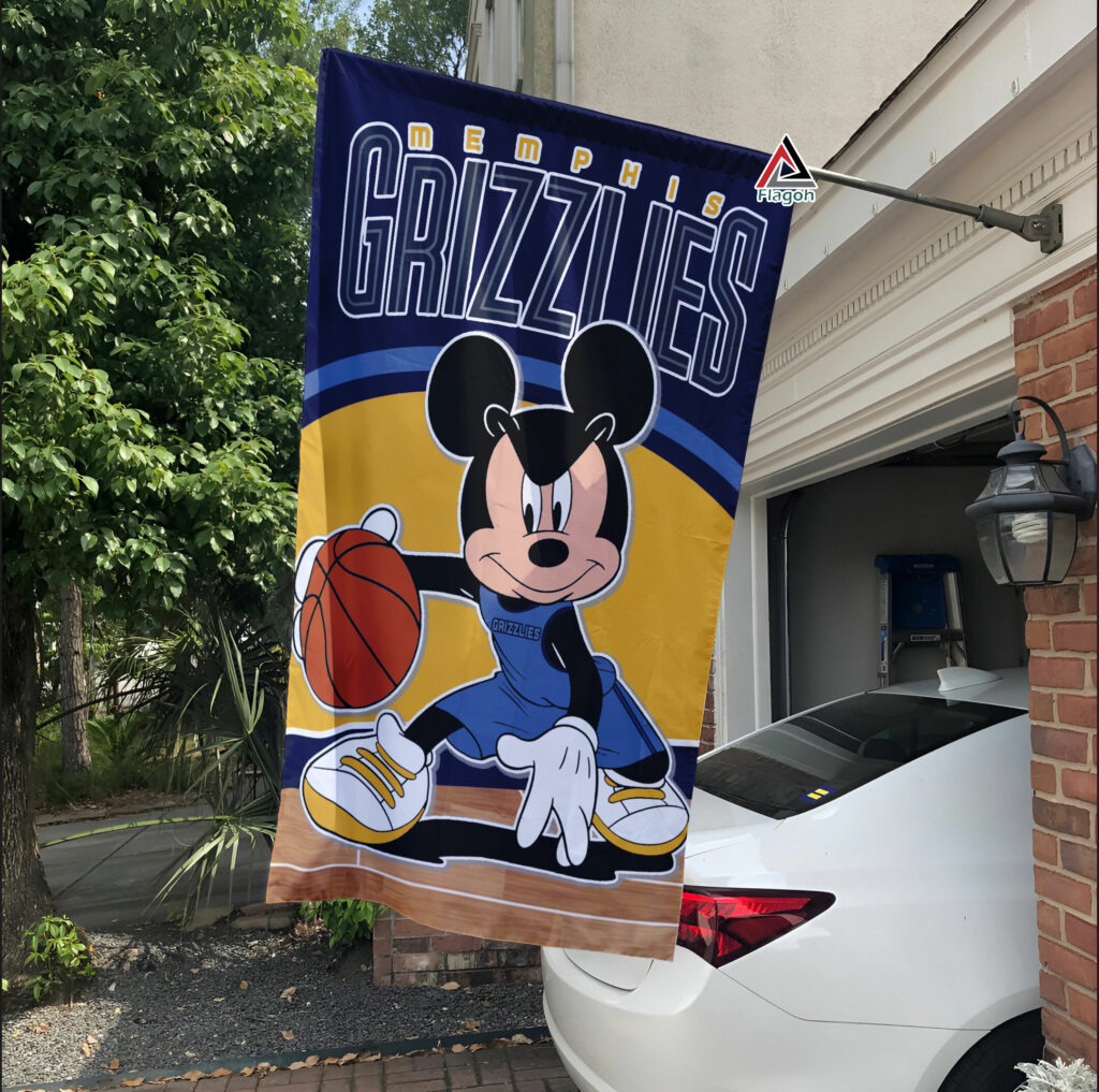 Memphis Grizzlies x Mickey Basketball Flag, NBA Premium Flag - Flagoh