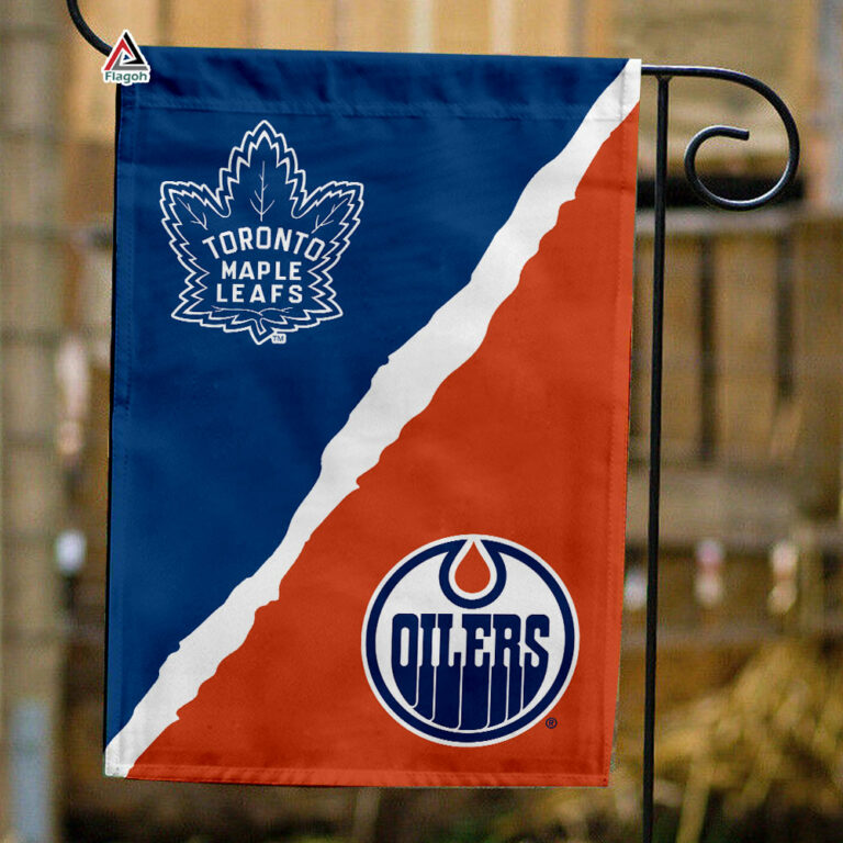 Maple Leafs vs Oilers House Divided Flag, NHL House Divided Flag - Flagoh
