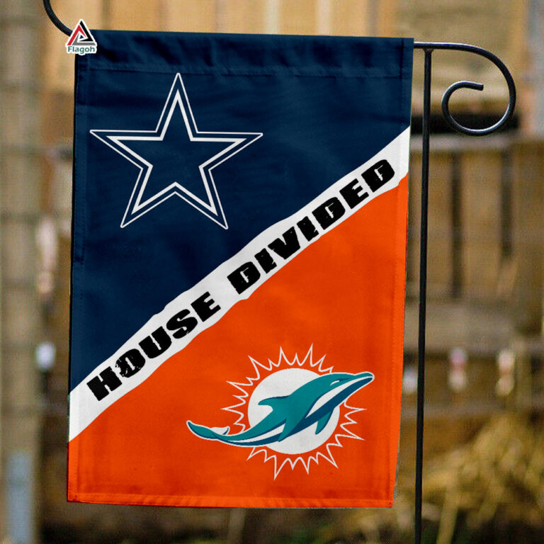 Cowboys vs Dolphins House Divided Flag, NFL House Divided Flag - Flagoh