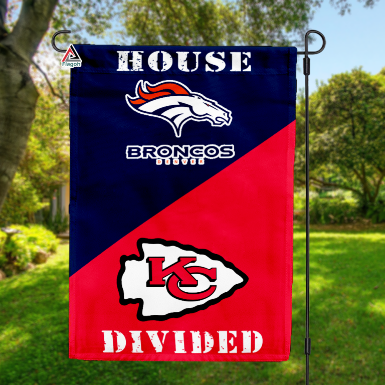 Broncos vs Chiefs House Divided Flag, NFL House Divided Flag - Flagoh
