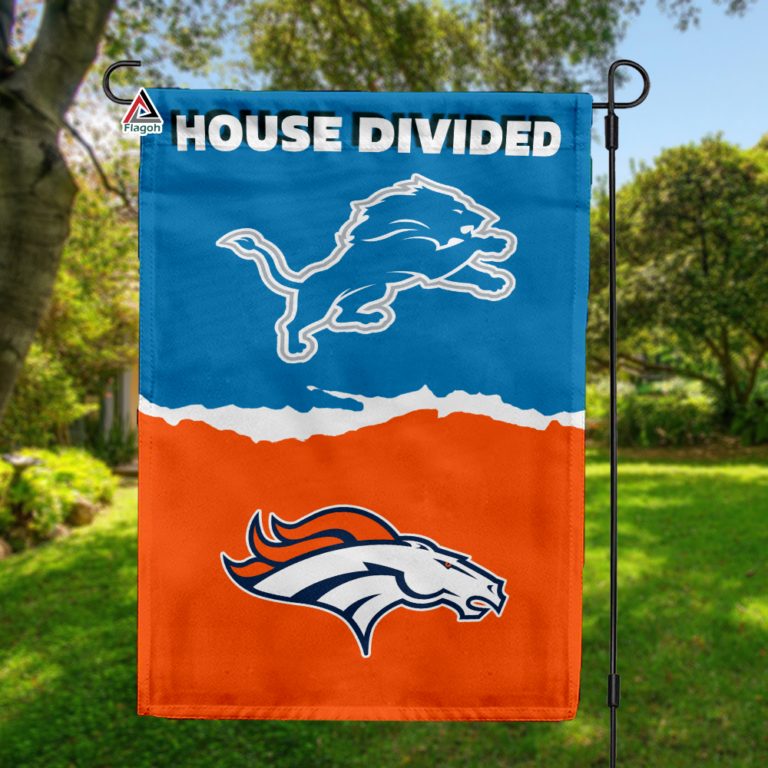 Lions vs Broncos House Divided Flag, NFL House Divided Flag - Flagoh