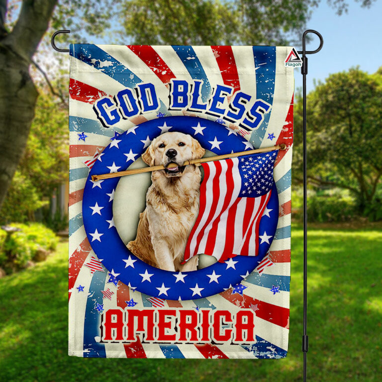 Patriotic Golden Retriever Flag, God Bless America Independence Day Dog ...
