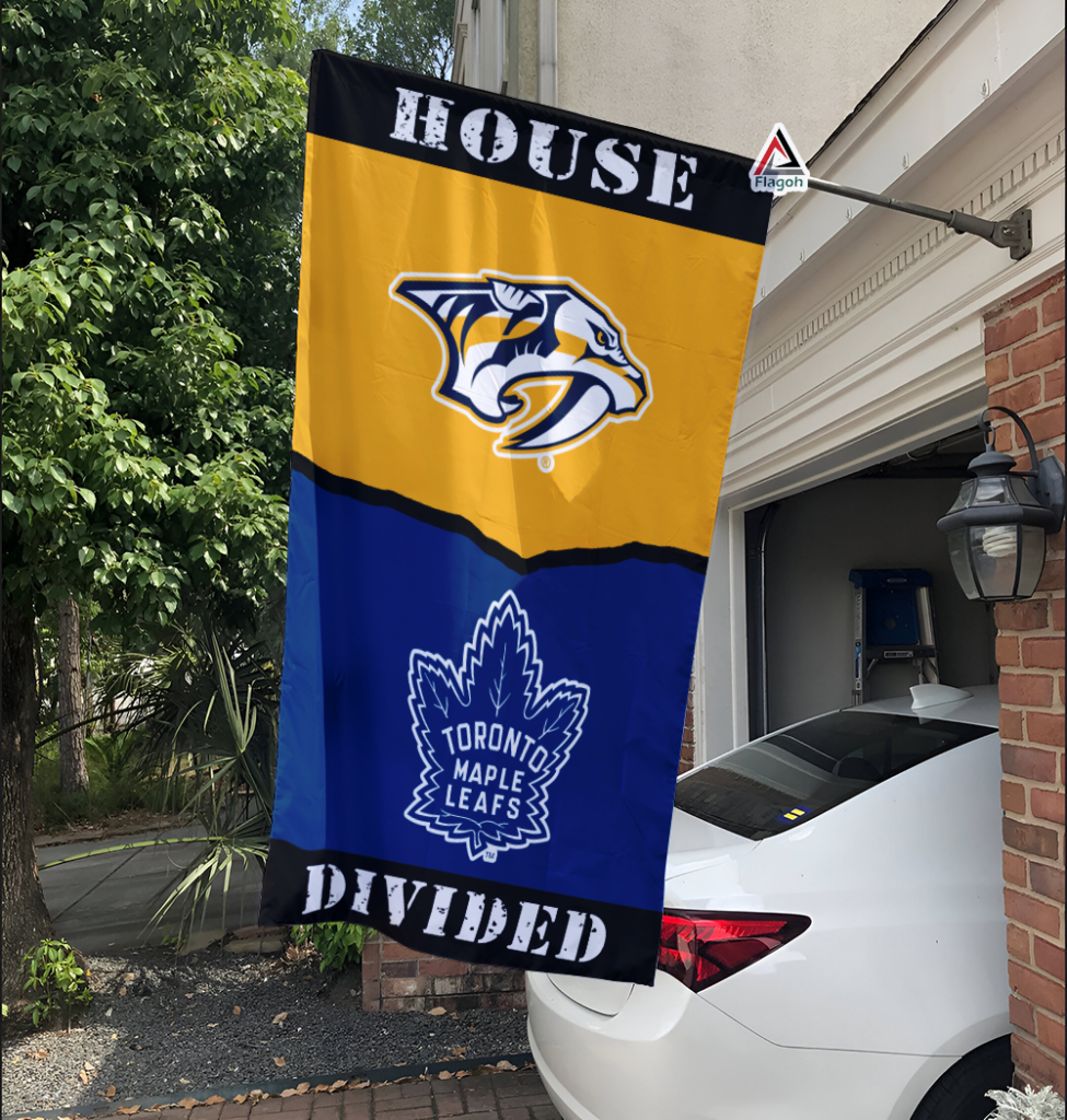 Predators vs Maple Leafs House Divided Flag, NHL House Divided Flag ...